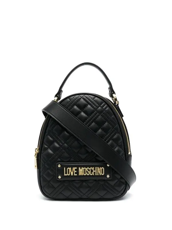 Moschino Quilted Logo-plaque Backpack - Black