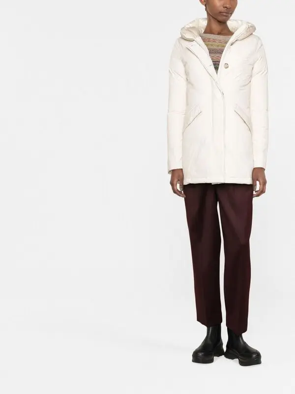 Woolrich Hooded Duck Feather Coat - White