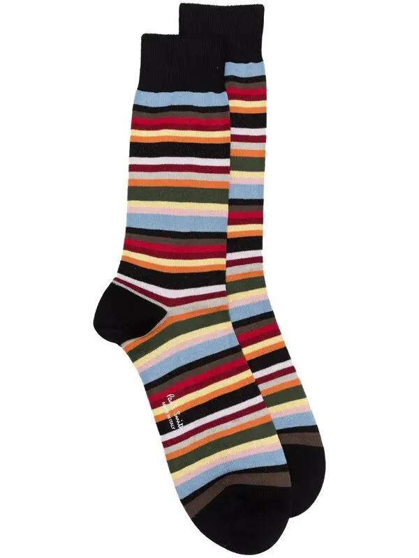 Paul Smith Stripe-print Ankle Socks - Black