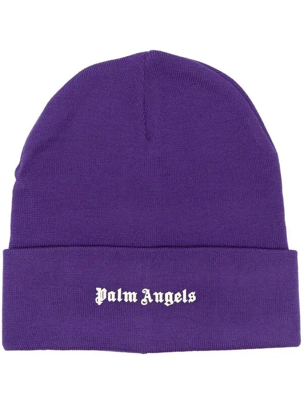 Palm Angels Logo-print Knit Beanie - Purple