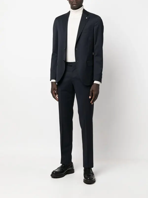 LARDINI Tailored Stretch-wool Trousers - Blue