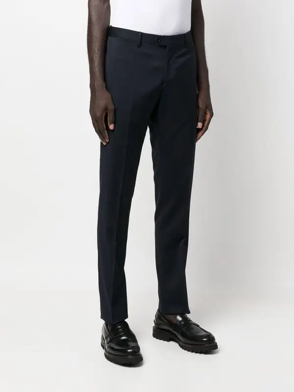LARDINI Tailored Stretch-wool Trousers - Blue