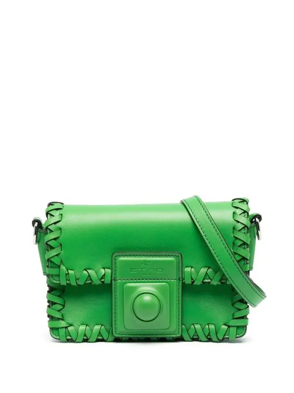 Etro Whipstitch-trim Flap Crossbody Bag - Green