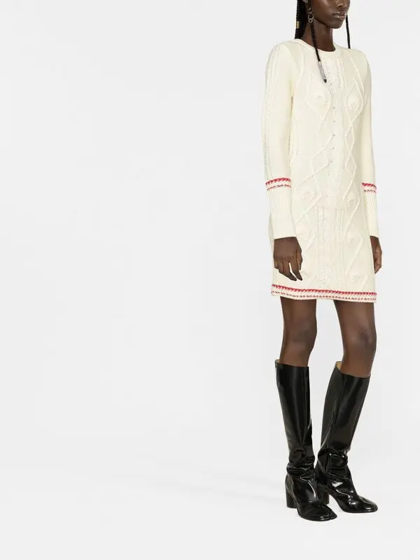 MARINE SERRE Cable-knit Wool Dress