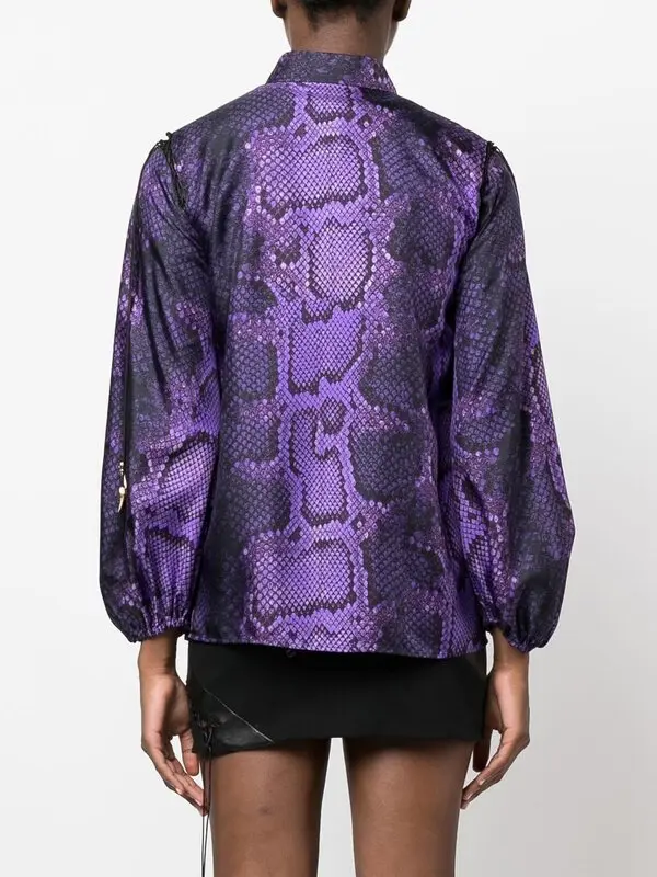 Roberto Cavalli Snake-print Silk Shirt - Purple