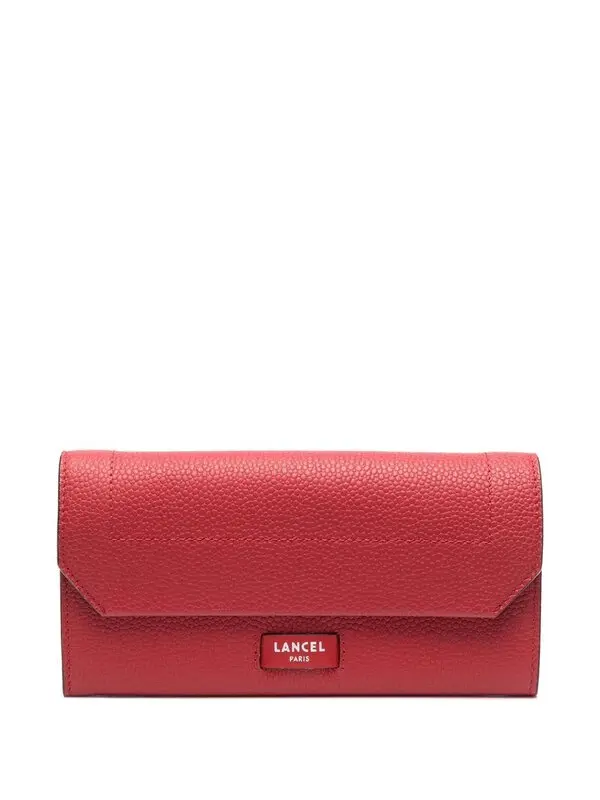 LANCEL Leather Slim Flap Wallet - Red