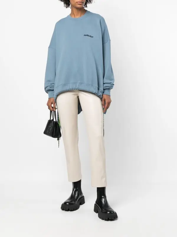 AMBUSH Cord-detail Crew-neck Sweatshirt - Blue