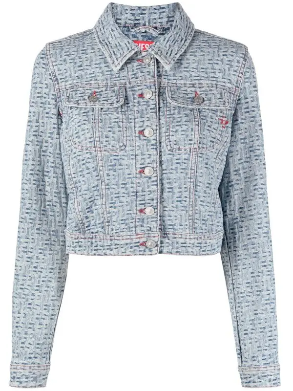 DIESEL® Monogram-pattern Denim Jacket - Blue