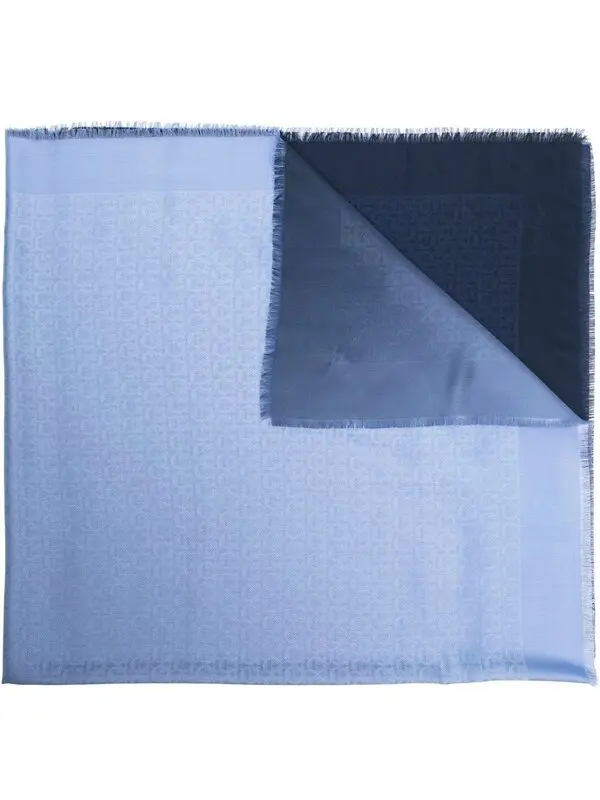 FERRAGAMO Gancini Jacquard-pattern Scarf - Blue