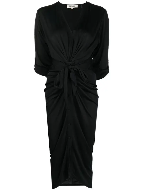 Diane Von Furstenberg Draped V-neck Midi Dress