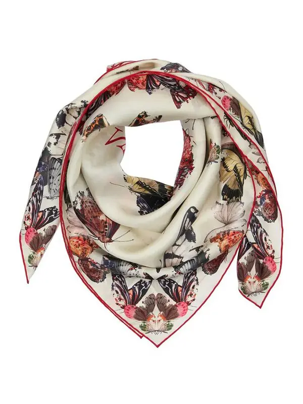 Alexander McQueen Butterfly Print Silk Twill Scarf