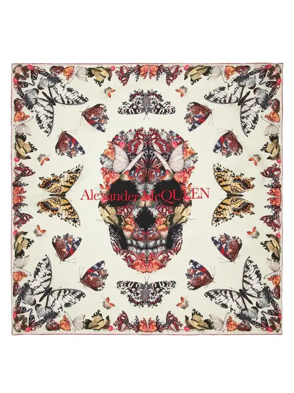 Alexander McQueen Butterfly Print Silk Twill Scarf