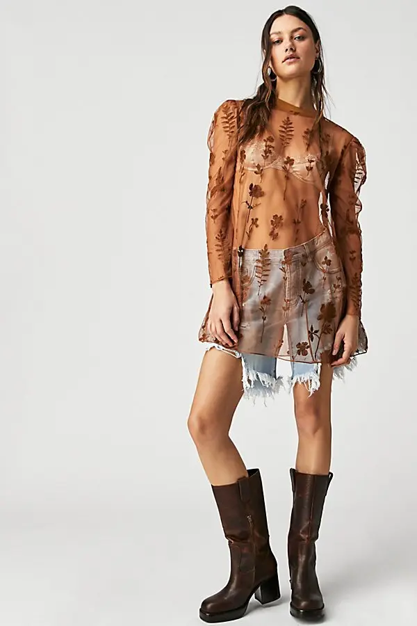 Free People Cecelia Sheer Mini Dress By