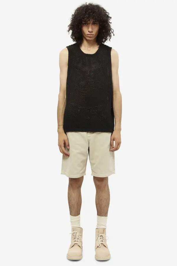 StüSsy O Dyed Mesh Tank Top - Black | Editorialist