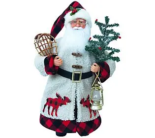 SANTA'S WORKSHOP Inc. 15' Plaid Moose Santa - One-color