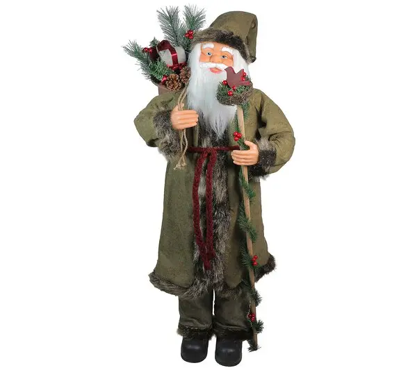 NORTHLIGHT 51' Green & Red Standing Santa W/ Gi T Bag Figurine - One-color
