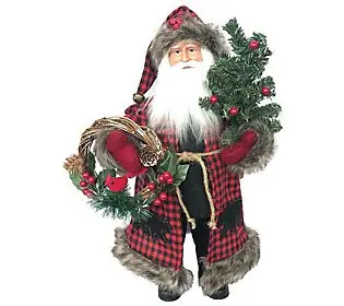 SANTA'S WORKSHOP 15' Plaid Black Bear Claus - One-color