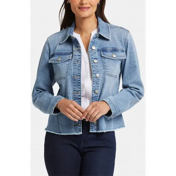 NYDJ Frayed Hem Denim Trucker Jacket - Lakefront