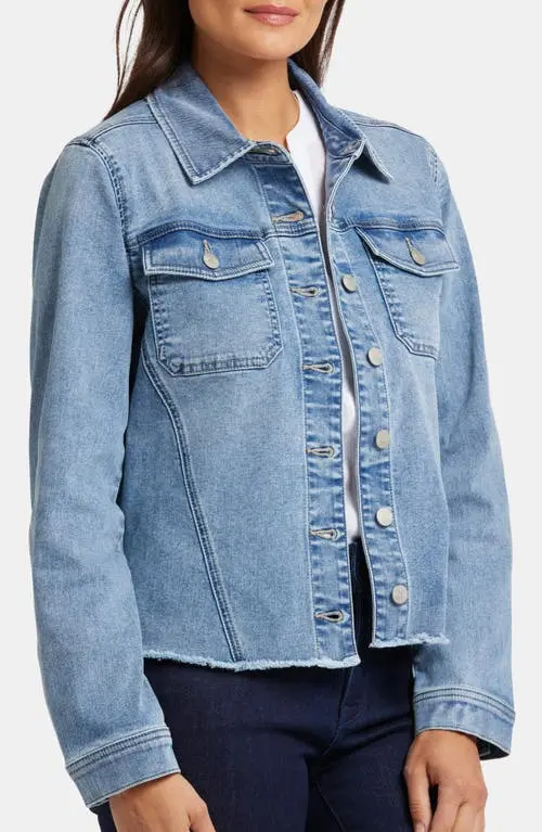 NYDJ Frayed Hem Denim Trucker Jacket - Lakefront