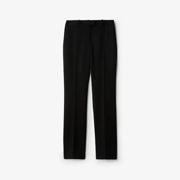 Burberry Grain De Poudre Wool Tailored Trousers - Black