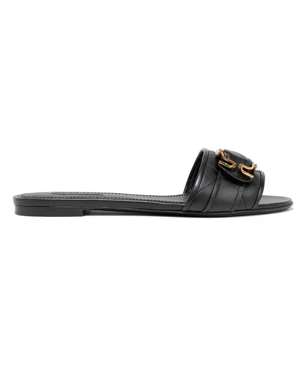 Dolce & Gabbana Buckle-embellished Quilted Leather Slides