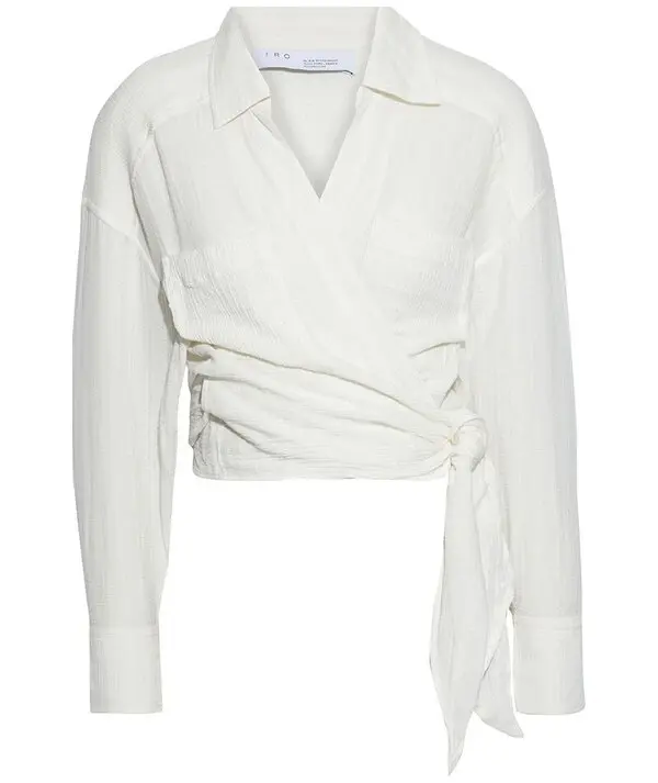 IRO PARIS Emain Cropped Cotton-blend Gauze Wrap Shirt