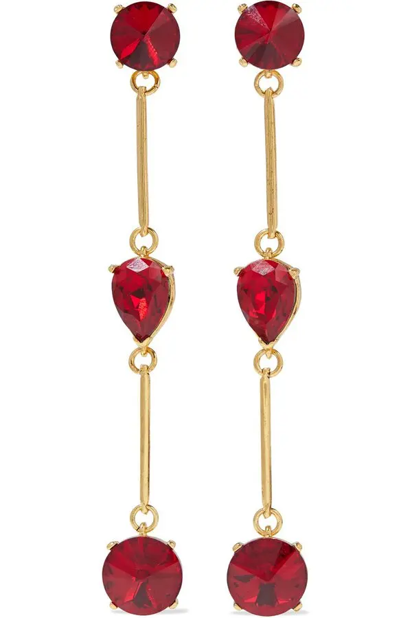 Oscar De La Renta Gold-tone Crystal Earrings