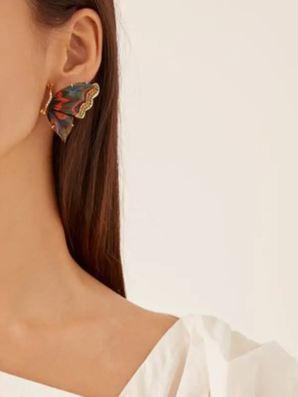 Casa Castro 18k Gold, Chrysocolla, Diamond And Mixed Stone Butterfly Earrings