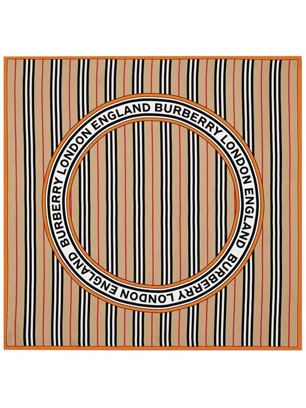 Burberry Icon Stripe And Logo Graphic Square Scarf