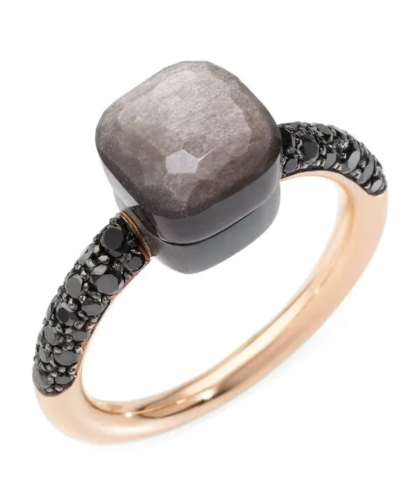 Pomellato Rose Gold, Obsidian And Diamond Nudo Ring - Black