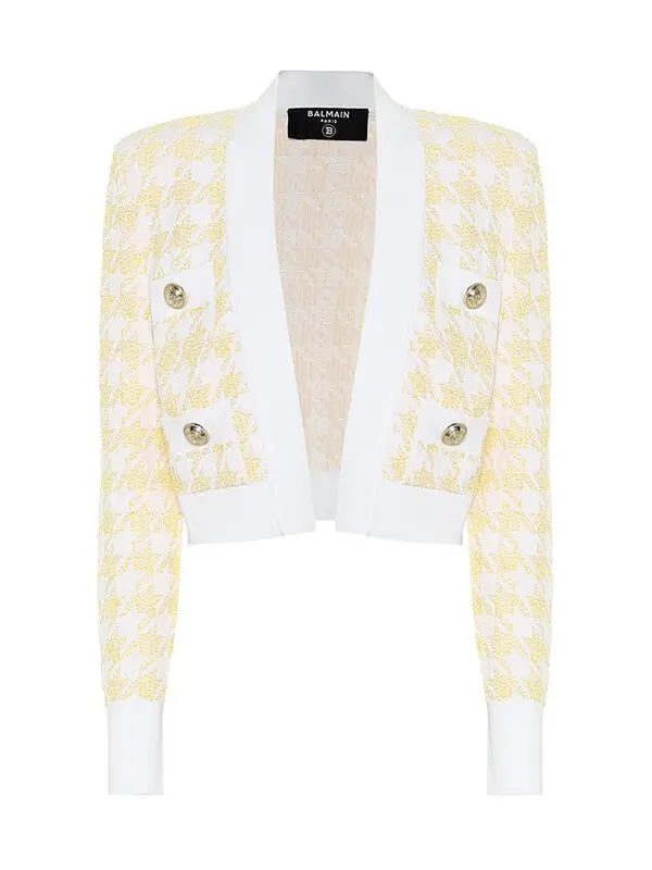 BALMAIN X MYTHERESA Exclusive To – Houndstooth Jacquard Cropped Jacket