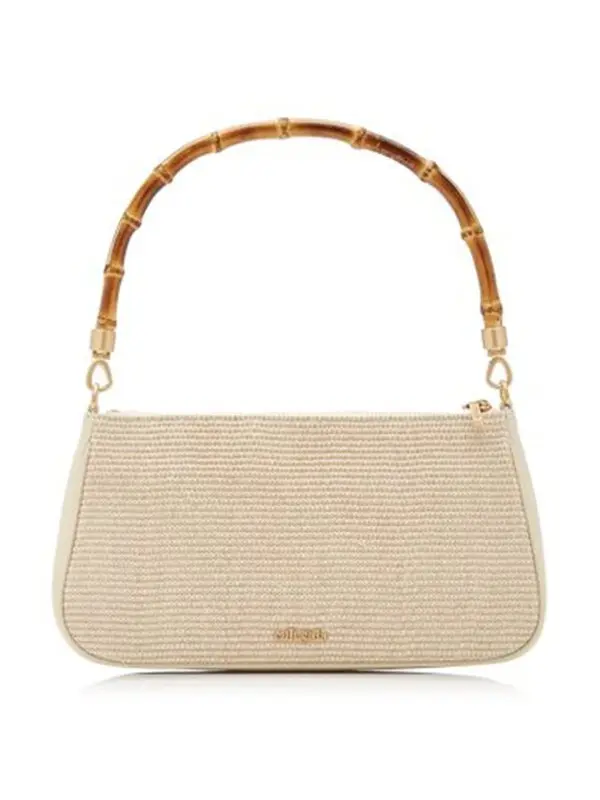 Cult Gaia Halina Bamboo-detailed Raffia Shoulder Bag