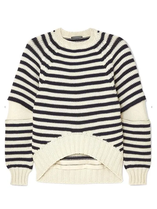 Alexander McQueen Zip-embellished Striped Wool Sweater