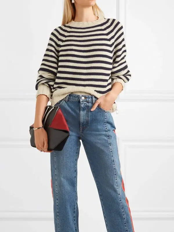 Alexander McQueen Zip-embellished Striped Wool Sweater