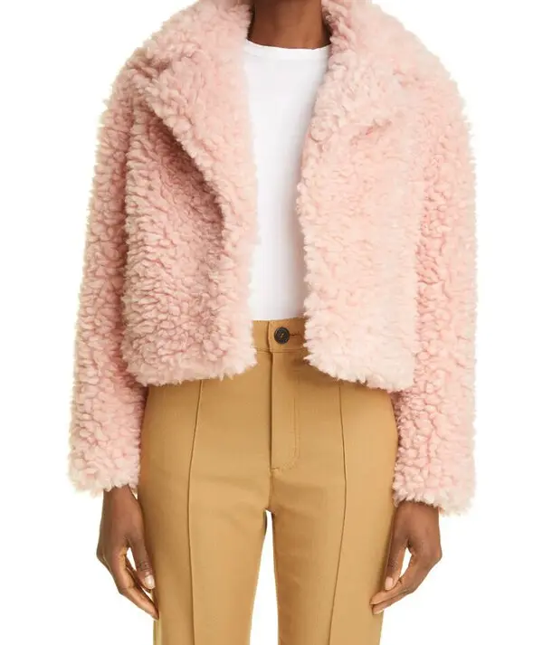 STAND STUDIO Janet Crop Faux-shearling Jacket