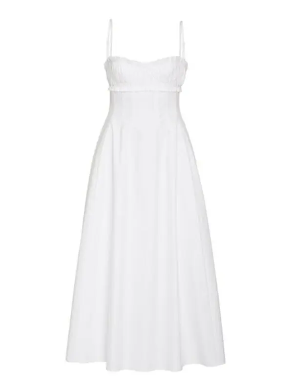 Khaite Felicia Smocked Cotton Dress