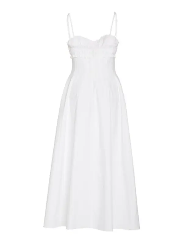 Khaite Felicia Smocked Cotton Dress