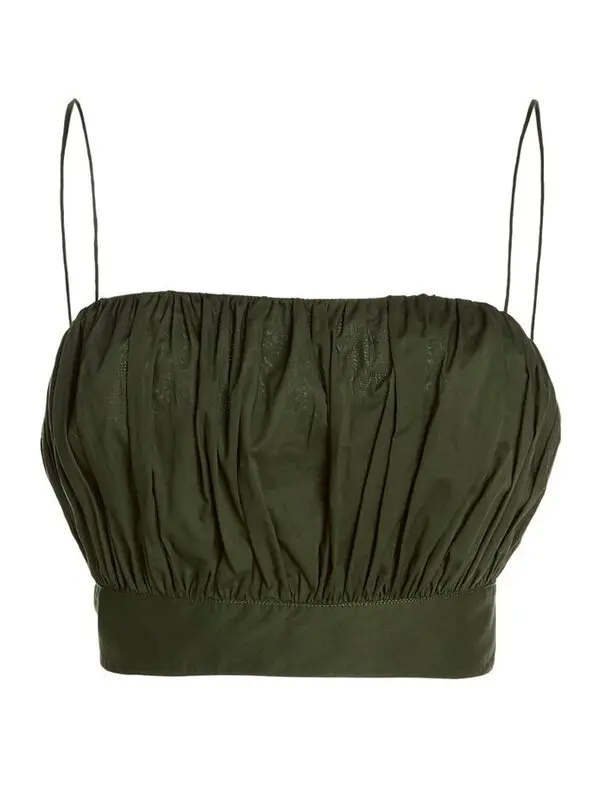 Matteau Gathered Cotton Poplin Crop Top