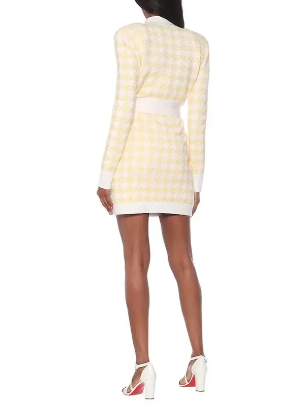 BALMAIN X MYTHERESA Exclusive To – Houndstooth Jacquard Belted Cardigan