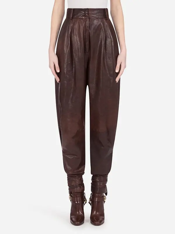 Dolce & Gabbana Pants In Nappa Leather With Ties