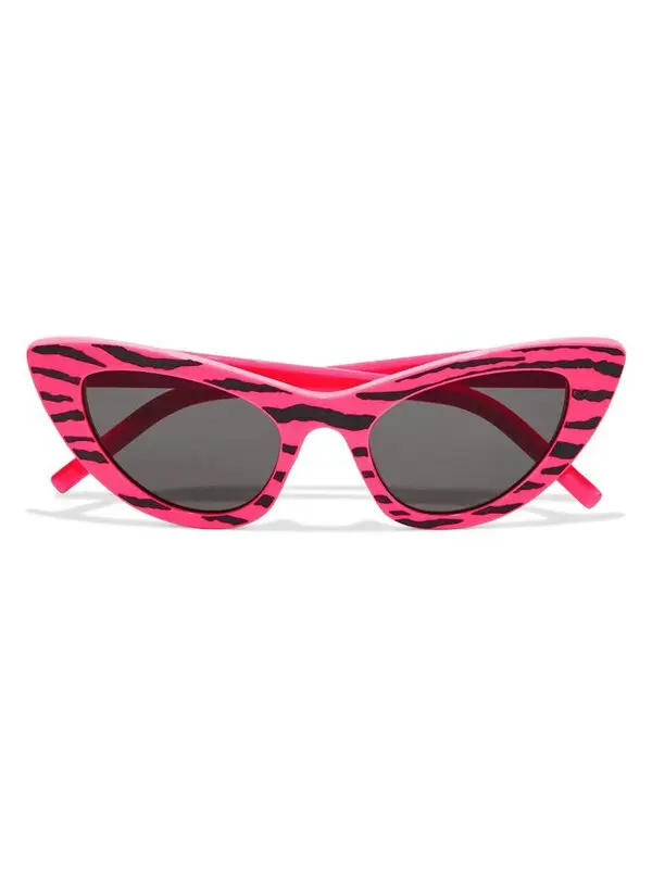 SAINT LAURENT Lily Cat-eye Zebra-print Acetate Sunglasses