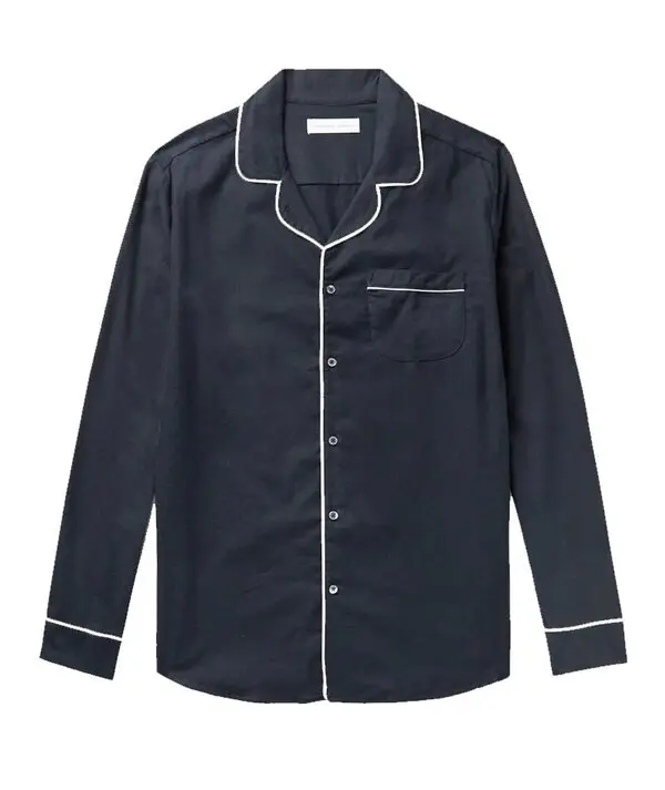DESMOND & DEMPSEY Piped Brushed Cotton-flannel Pyjama Shirt