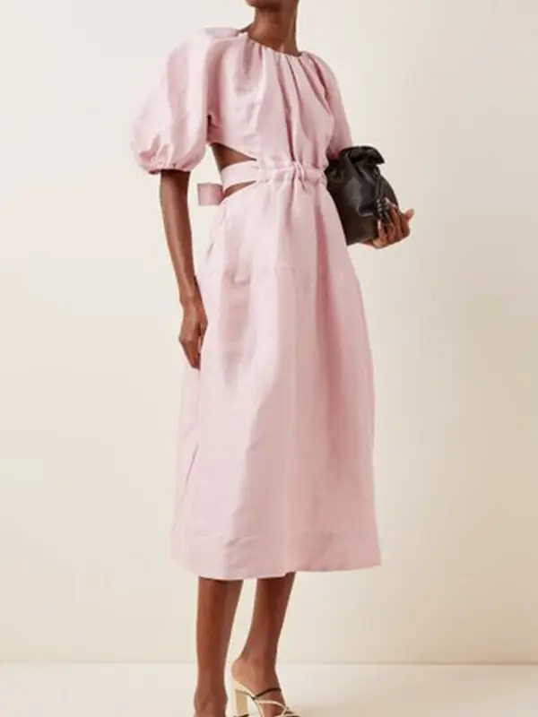 Aje Mimosa Cutout Linen-silk Midi Dress
