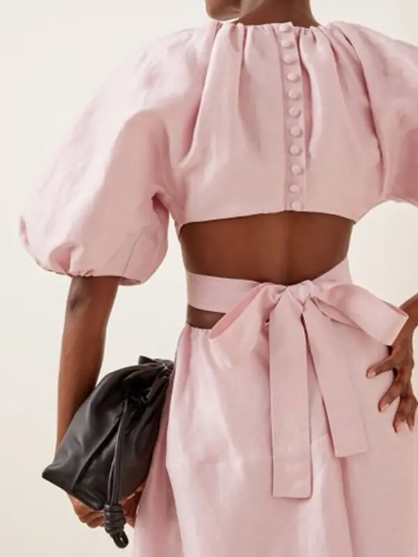 Aje Mimosa Cutout Linen-silk Midi Dress