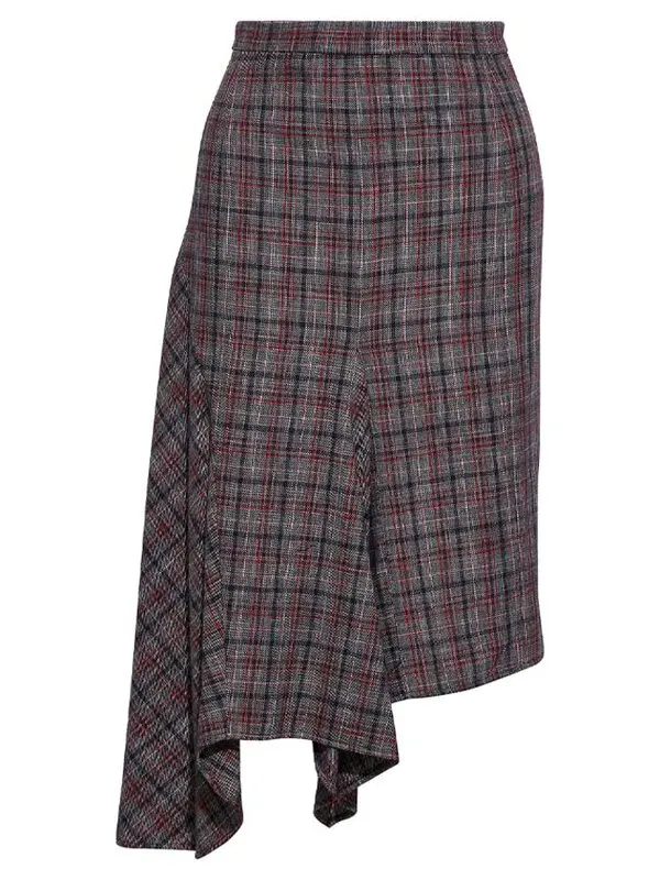 Isabel Marant Diesty Asymmetric Checked Wool And Cotton-blend Skirt