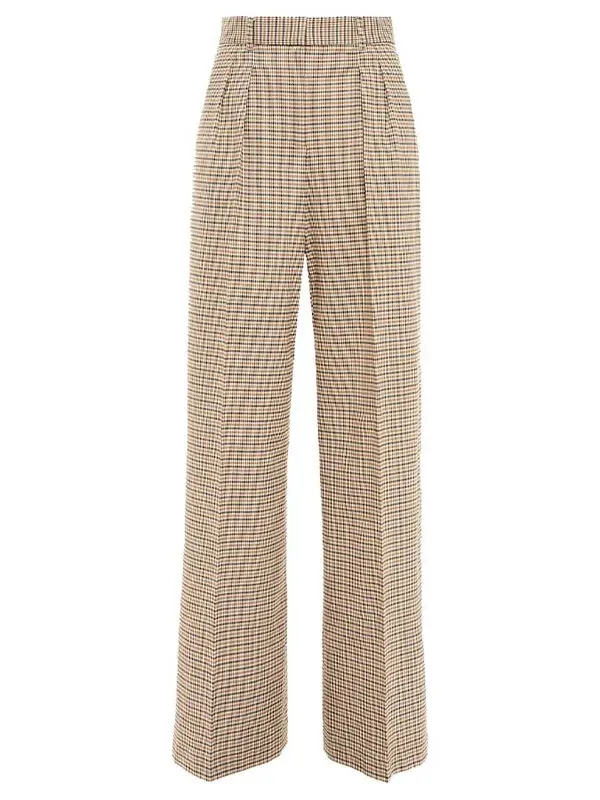 REBECCA VALLANCE Cocoa Checked Jacquard Wide-leg Pants