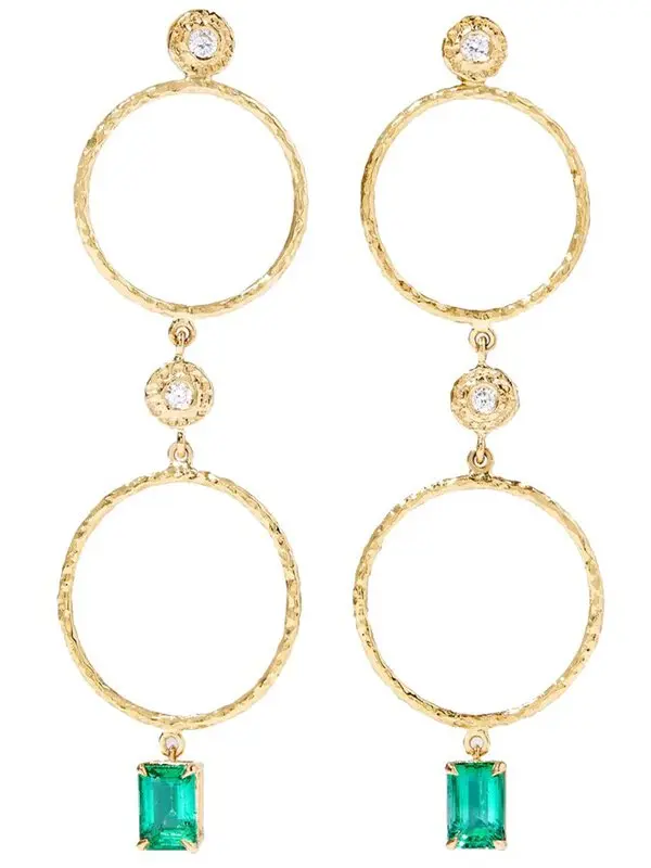 OCTAVIA ELIZABETH Nesting Gem 18-karat Recycled Gold, Emerald, And Diamond Earrings