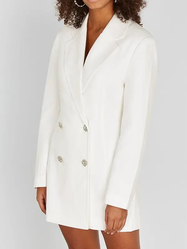 ROTATE BY BIRGER CHRISTENSEN Fonda White Twill Mini Blazer Dress