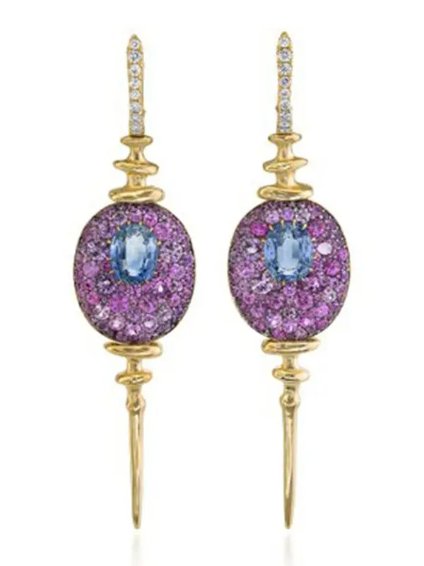 Vram Chrona Sapphire 18k Yellow Gold Earrings