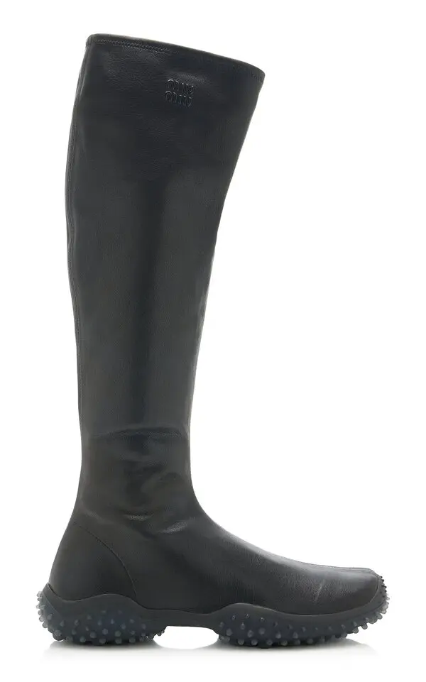 Miu Miu Knee-high Leather Boots - Black